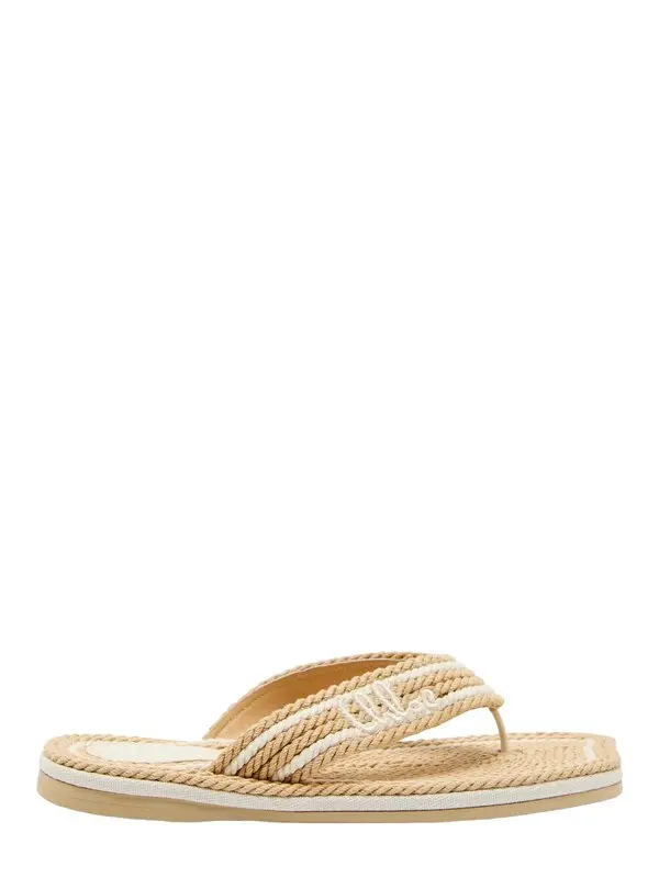 Chloé Woven And Leather Flip Flops - Beige