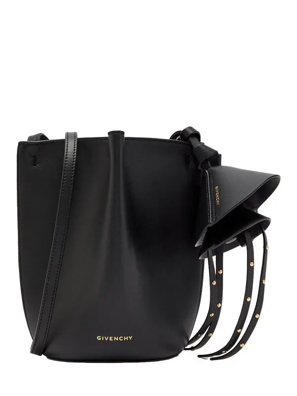 Givenchy Nano Floral Bag-charm Leather Bucket Bag - Black