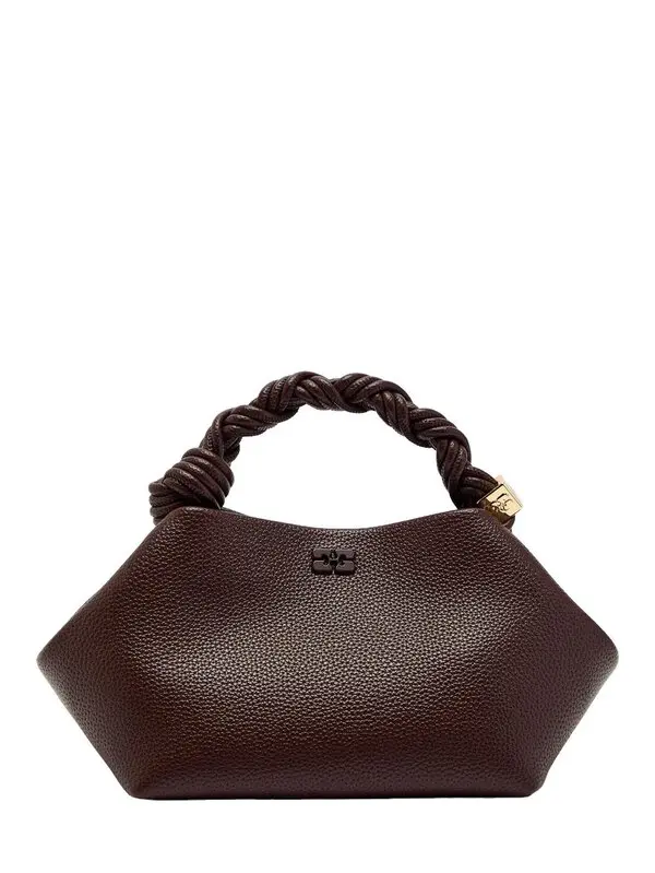 GANNI Small Grained Leather Top Handle Bag - Brown