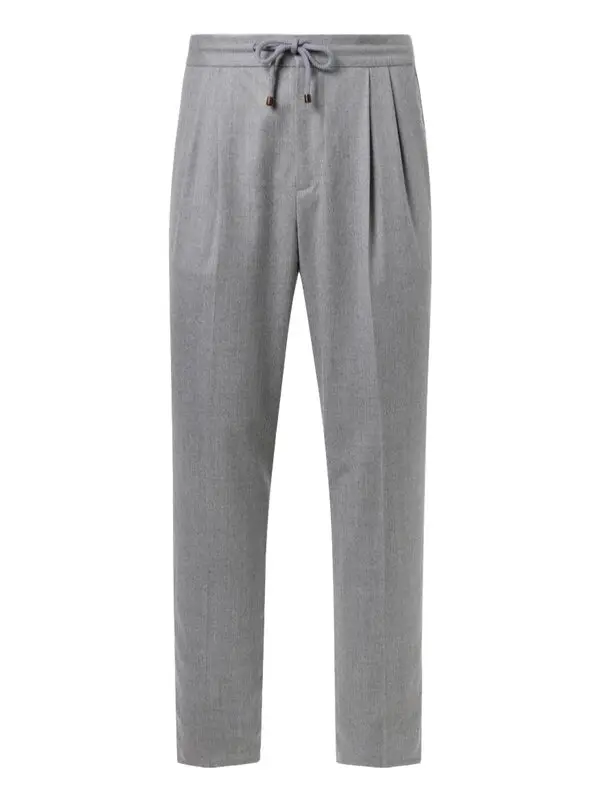 Brunello Cucinelli Virgin Wool Flannel Straight Pants - Grey