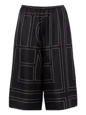 TOTEME Embroidered Silk Bermuda Shorts - Black