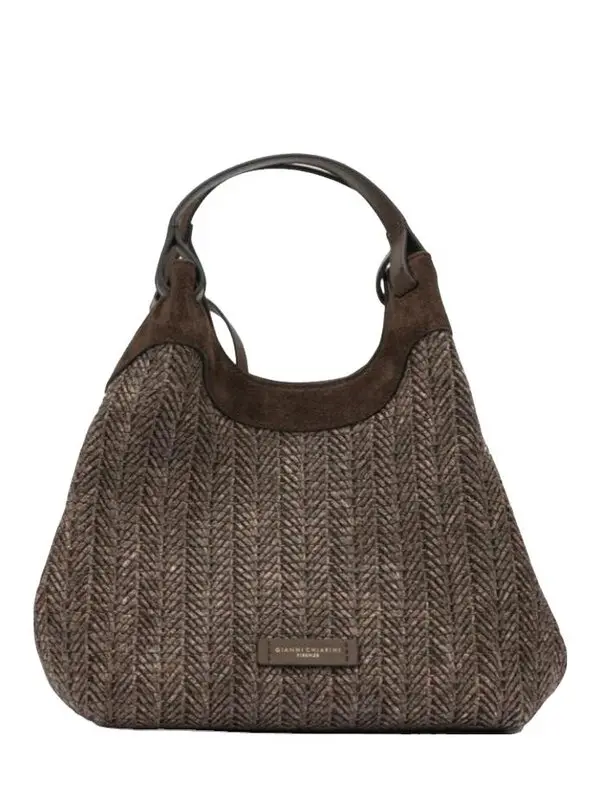 GIANNI CHIARINI Herringbone Shoulder Bag - Choco
