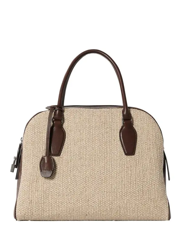 THE ROW India Bowling Bag In Canvas And Leather - Neutral