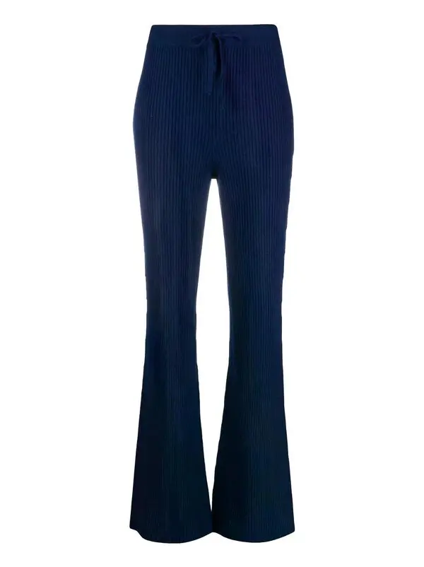 Alberta Ferretti Ribbed-knit Flared Trousers - Blue
