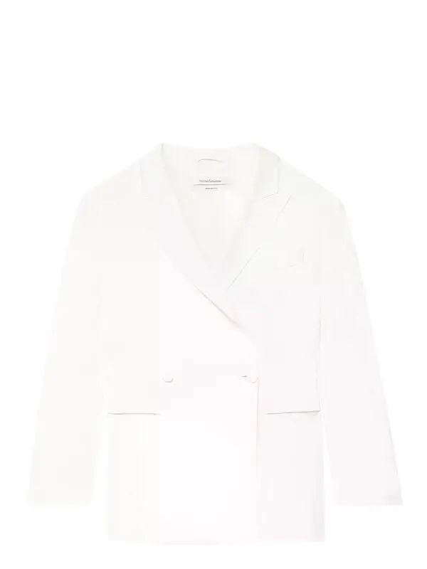 Another Tomorrow Double-breasted Blazer - Neutrals