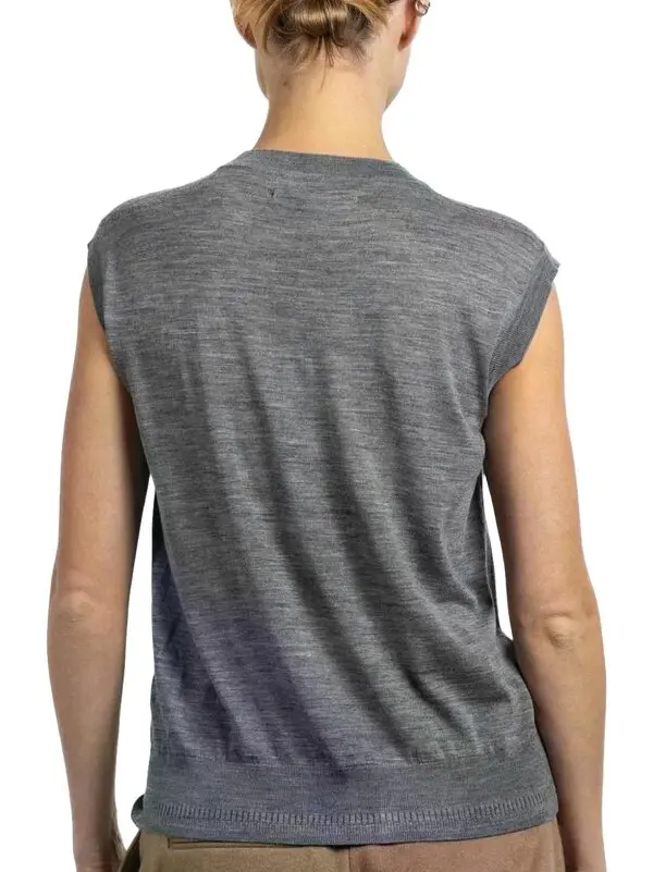Another Tomorrow Sleeveless Crew Neck Top - Grey