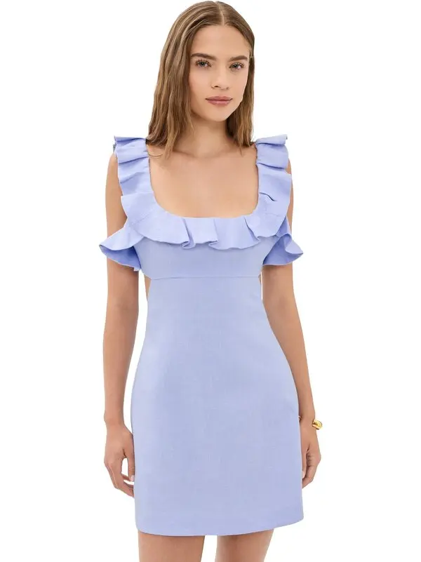 Zimmermann Indra Frilled Mini Dress - Sky
