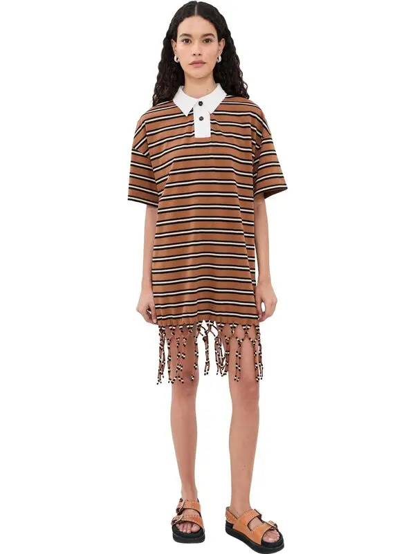 Nanushka Benigna Dress - Tan/white/black Stripe