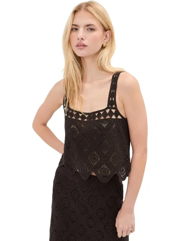 LE BOP Emilia Crochet Tank - Chocolate
