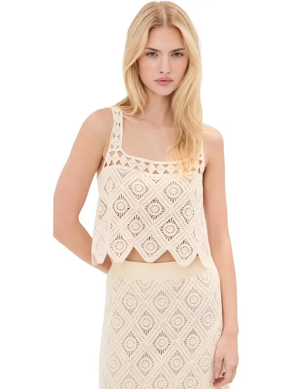 LE BOP Emilia Crochet Tank - Ivory