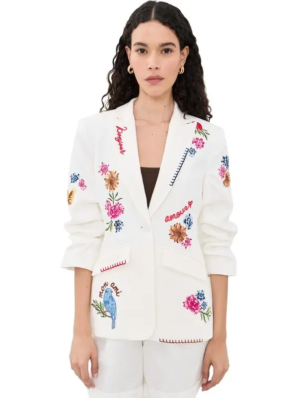 Cinq À Sept Embroidered Floral Blazer - Ivory/multi