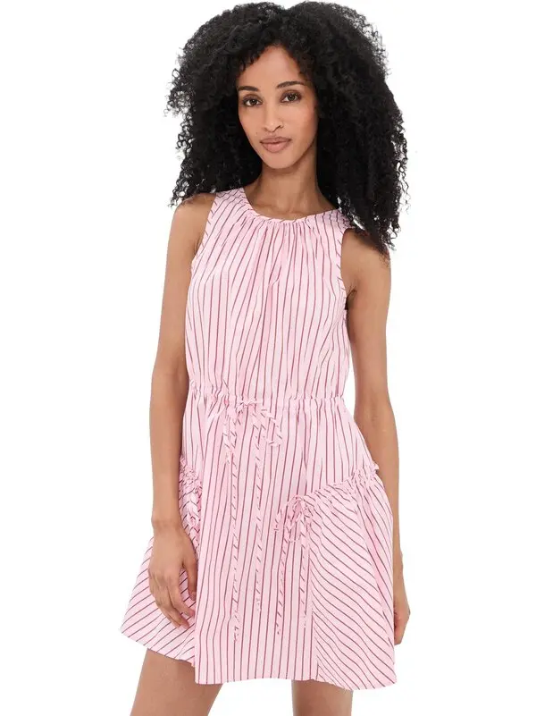 Cinq À Sept Rose Stripe Leylani Dress - Cotton Candy/crimson Plum