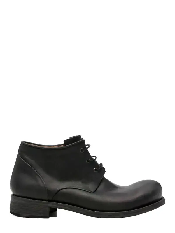 MA+ Upturned Toe Leather Biker Boots - Black