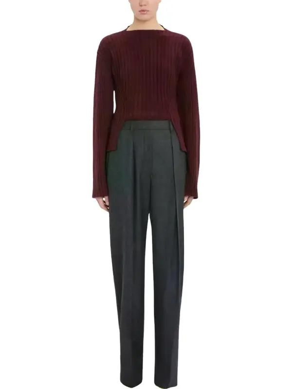 Victoria Beckham Pleated Straight-leg Trousers - Grey