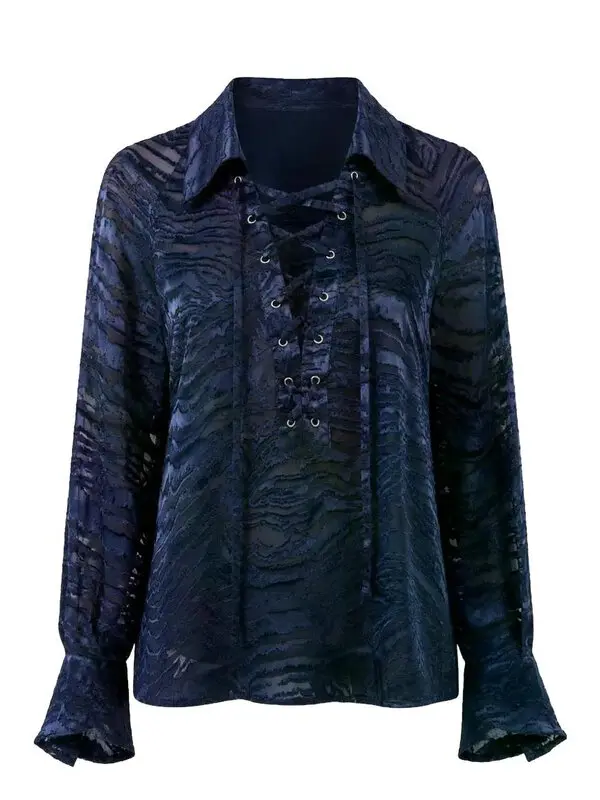 Barbara Bui Lace-up Blouse - Blue