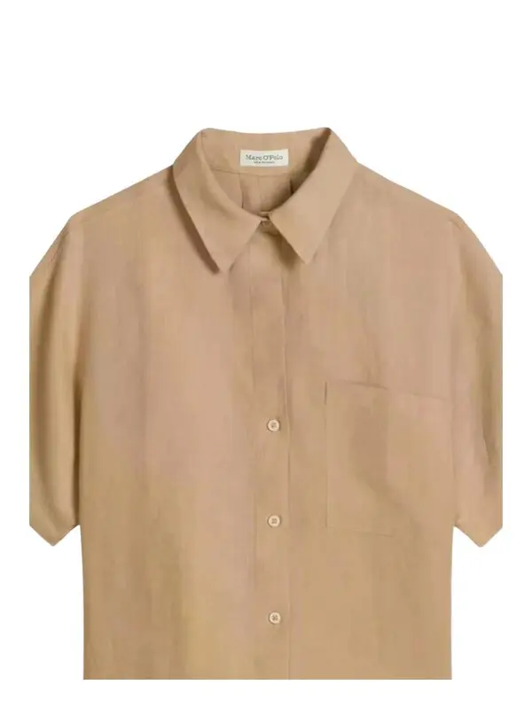 Marc O'polo Short Sleeve Blouse With Chest Pocket - Neutrals