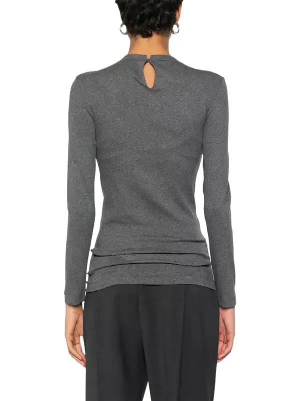Brunello Cucinelli Monili Trim Long Sleeve T-shirt - Grey