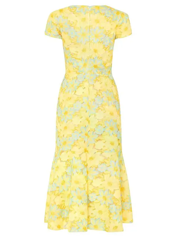 MILLY Tahlia Lace Midi Dress - Yellow