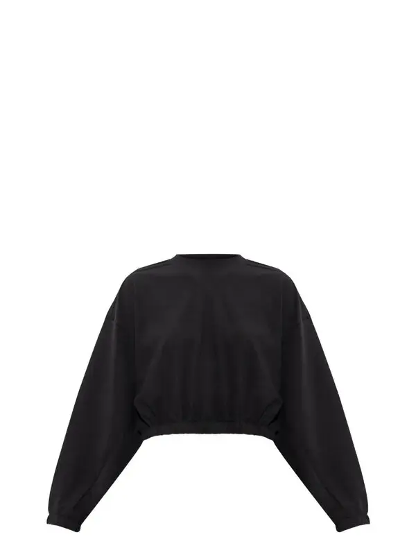 Adidas Cropped Sweatshirt With Embroidered Logo - Black