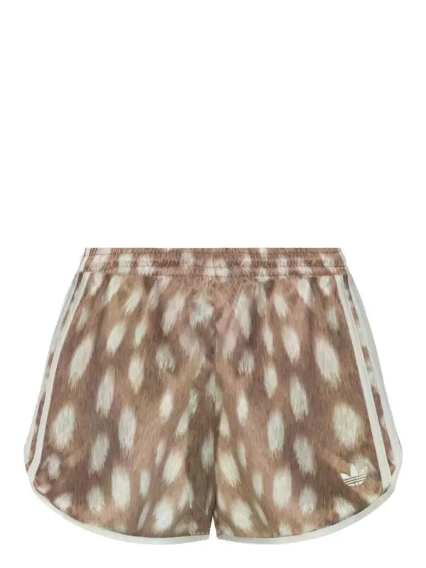 Adidas Animal-print Logo Detail Shorts - Brown