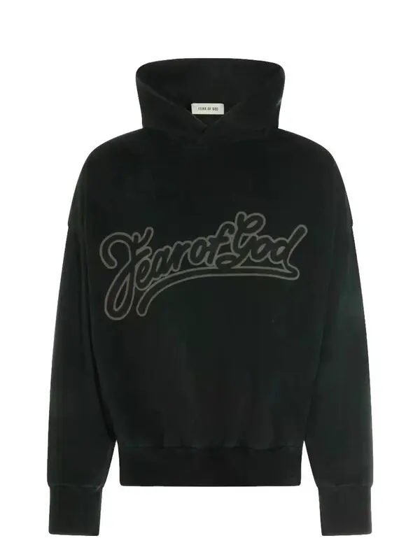 Fear Of God Logo Print Hoodie - Black