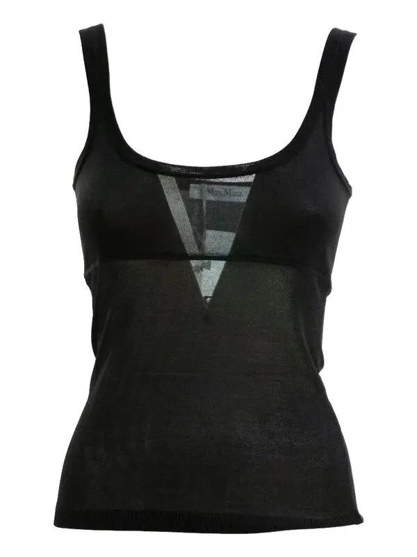 Max Mara Sheer-panel Tank Top - Black
