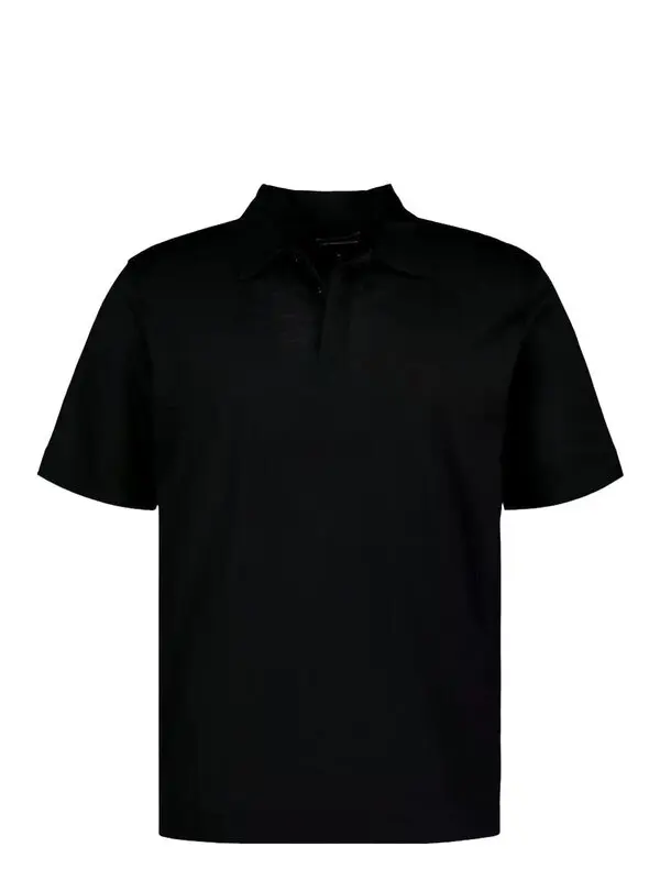 Emporio Armani Logo-embroidered Wool Polo Shirt - Black