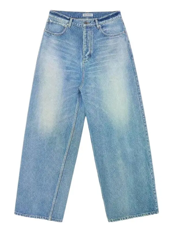 Balenciaga Distressed Wide-leg Jeans - Blue