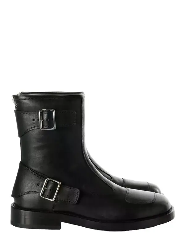 ANN DEMEULEMEESTER Buckle-strap Leather Boots - Black