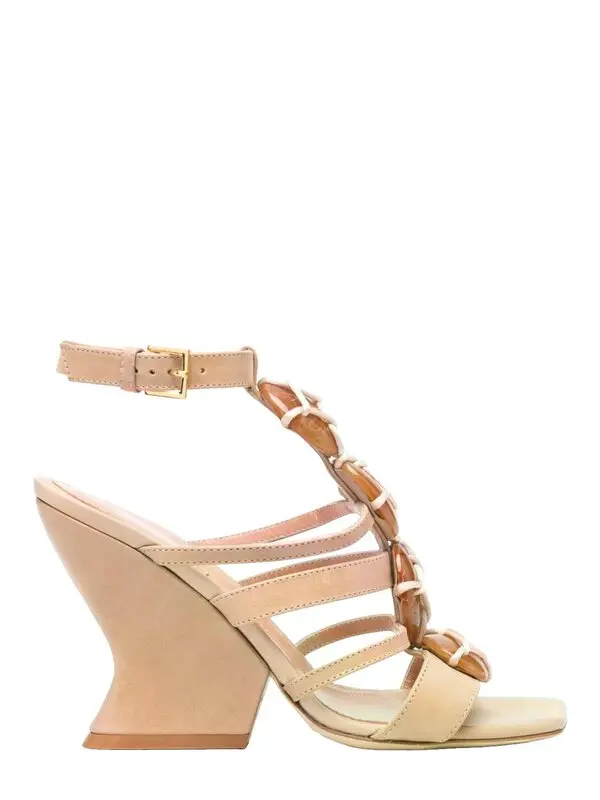 Alberta Ferretti Sculpted-wedge Heel Sandals - Neutrals