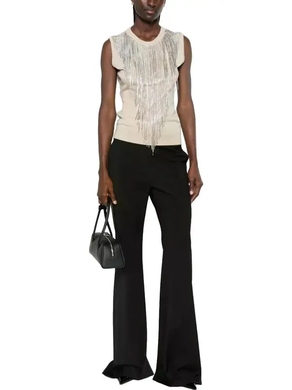 Sportmax Fringed Crystal-embellished Top - Neutrals