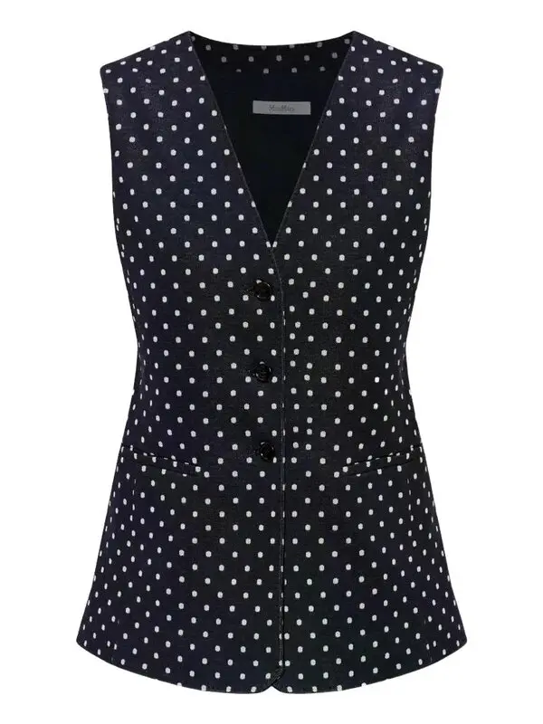 Max Mara Sleeveless Polka Dot Jacket - Blue