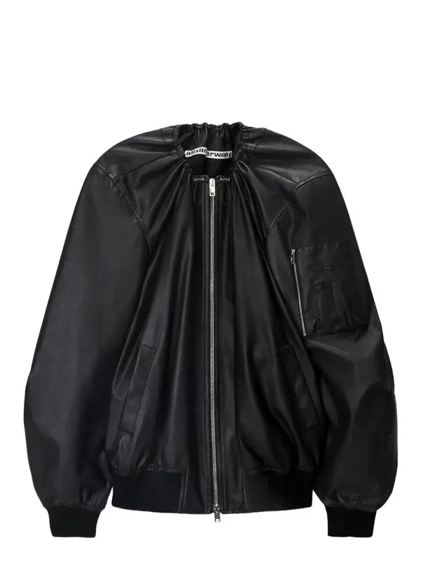 Alexander Wang Gathered Detail Leather Jacket - Black