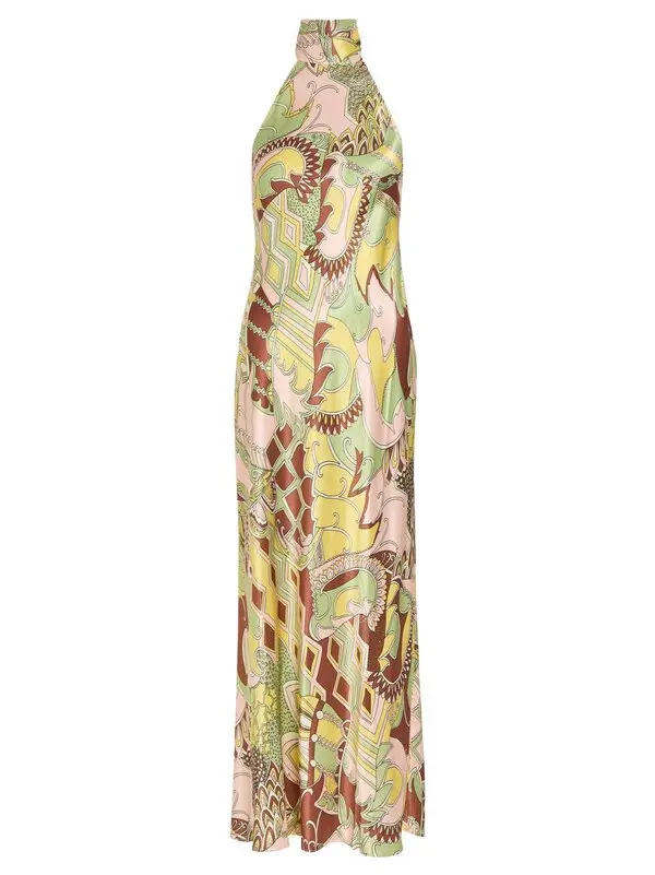 Rixo Maura Printed Halterneck Midi Dress - Multicoloured