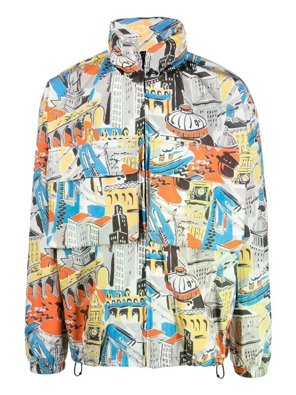 Moschino Graphic Print Hooded Jacket - Grey