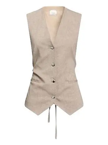 ALYSI Crème Tailored Vest In Khaki Viscose And Cotton - Beige