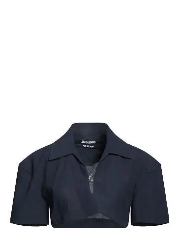 Jacquemus Cropped Hemp And Cotton Top - Navy