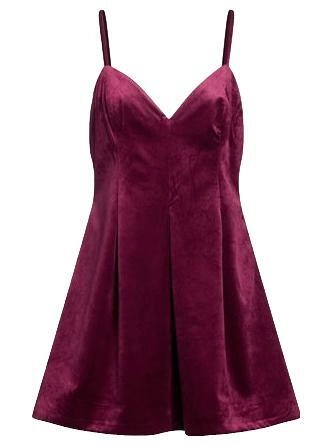 VICOLO Mini Dress In Velvet - Burgundy
