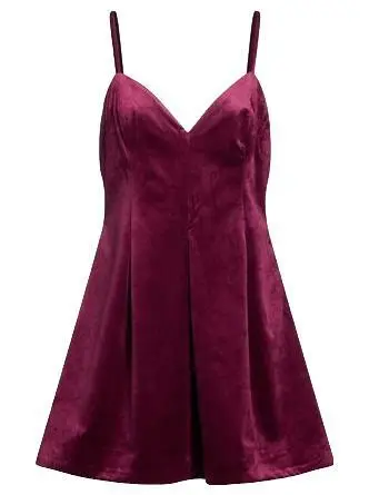 VICOLO Mini Dress In Burgundy Velvet - Red