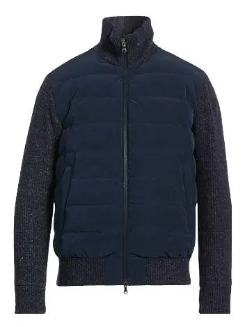 Paul & Shark Quilted Down Jacket With Wool Blend Sleeves - Navy