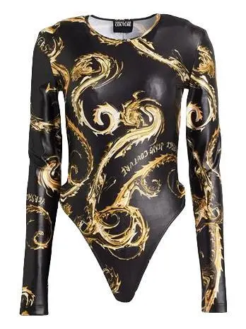 Versace Long Sleeve Printed Bodysuit - Black