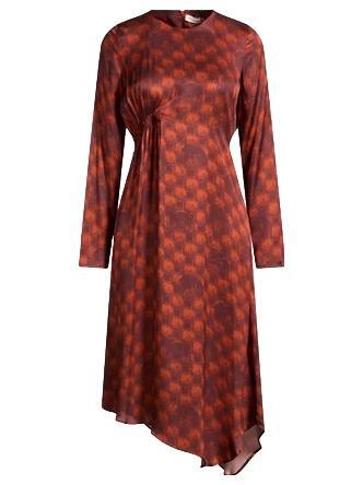MANILA GRACE Asymmetric Viscose Midi Dress - Red