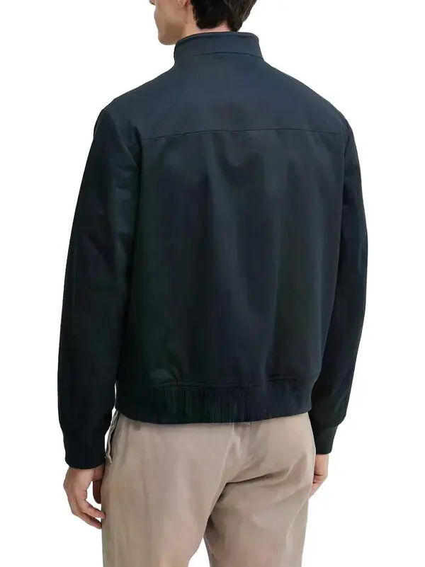 TRUSSARDI Logo Embroidered High Neck Jacket - Blue