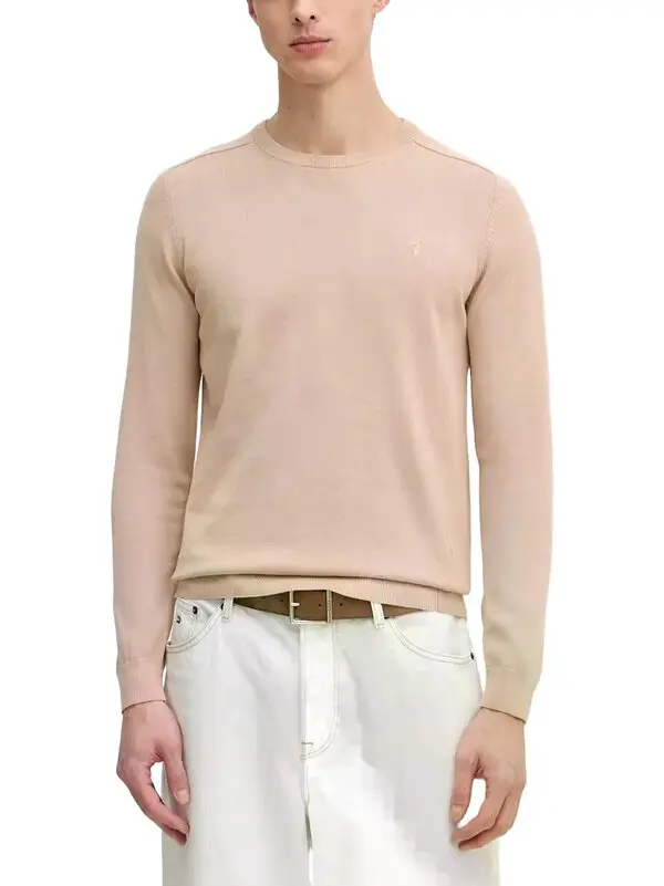 TRUSSARDI Logo Embroidered Crew Neck Sweater - Neutrals