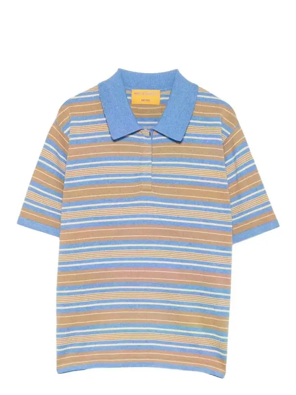 Guest In Residence Striped Short-sleeve Polo Top - Blue
