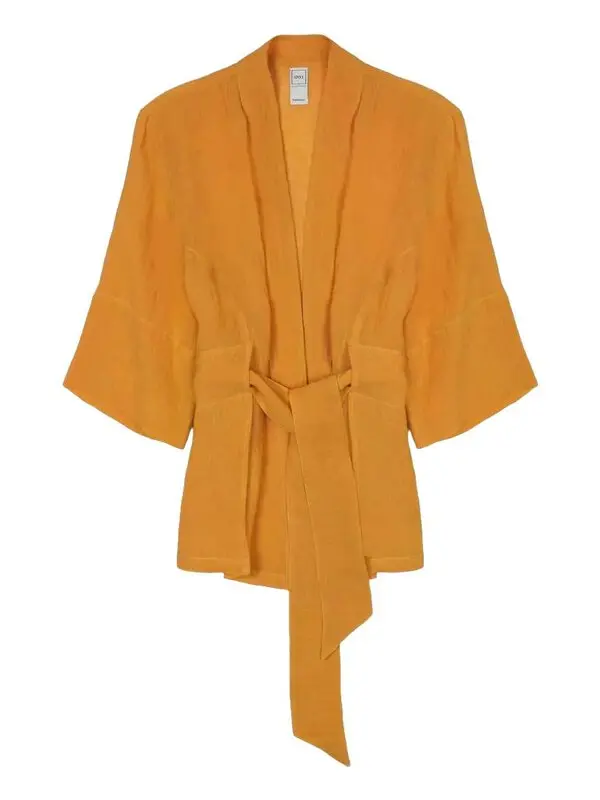 120% Lino Belted Kimono Jacket - Orange