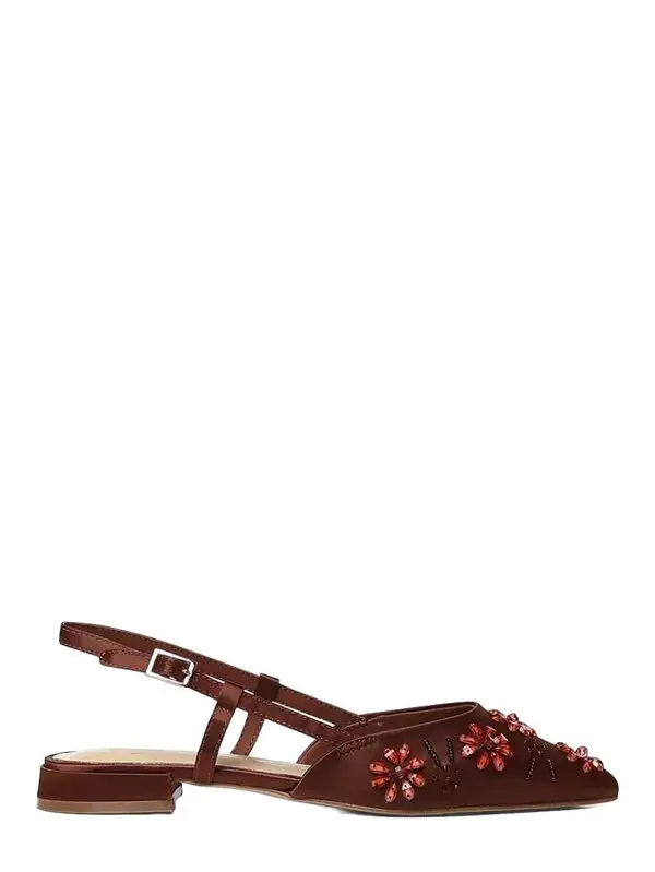 V°73 Kayla Floral Appliqué Flat Pumps - Brown