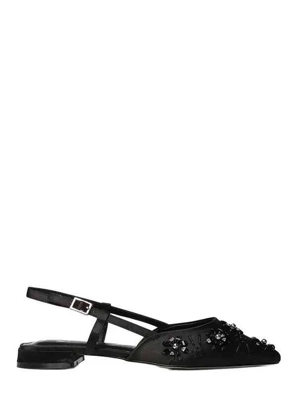 V°73 Kayla Embellished Slingback Flat Pumps - Black