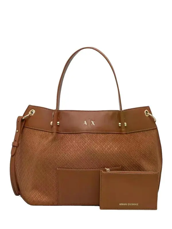 Armani Exchange Monogram Logo Detail Tote Bag - Brown