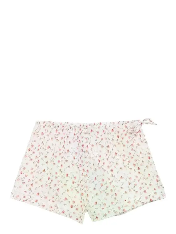 Posse Charlotte Floral-print Cotton Mini Shorts - Neutrals
